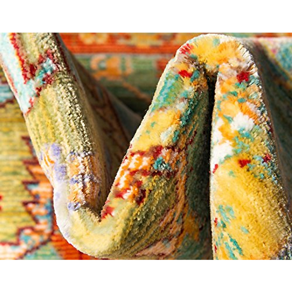 Unique Loom Austin Collection Vibrant Colors, Abstract, Traditional Area Rug, Rectangular 8' 0" x 10' 0", Light Green/Beige