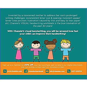 Channie’s Quick & Neat Alphabet Writing Pad, Practice Handwriting & Printing Workbook, 80 Pages Front & Back, 40 Sheets, Grades PreK – 1st, Size 8.5” x 11”