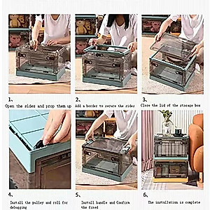 Taofwter 26L Collapsible Storage Bins with Lids for organizing, Stackable Clear Latch Storage Box with Handle, Folding Plastic Containers for Clothes, Toy, Books