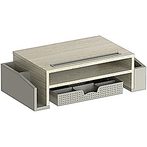 Simple Houseware Desk Monitor Stand Riser with Adjustable Organizer Tray, Maple