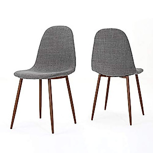 Christopher Knight Home 301730 Raina Mid-Century Modern Fabric Dining Chairs, 2-Pcs Set, Light Grey/Dark Brown & Zeila Mid-Century Modern Fabric Dining Chair, 2-Pcs Set, Light Grey/Dark Brown
