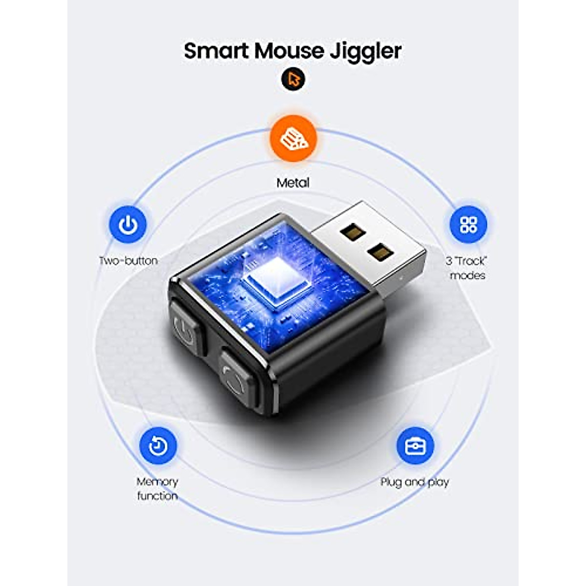 Dofuhem Metal Mini Mouse Mover with 2 Buttons Undetectable Tiny Mouse Jiggler with ON/Off Switch 3 Jiggle Modes Automatically Simulates Mouse Movement for Computer Awakening