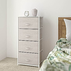 Flash Furniture 4 Drawer Storage Dresser - White Cast Iron Frame and Wood Top - 4 Easy Pull Light Gray Fabric Drawers