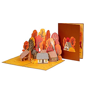 Paper Love 3D Fall Foliage Pop Up Card, For Autumn, Thanksgiving, Halloween, Thank You, Thinking of You or Just Because - 5" x 7" Includes Envelope and Removable Note Tag