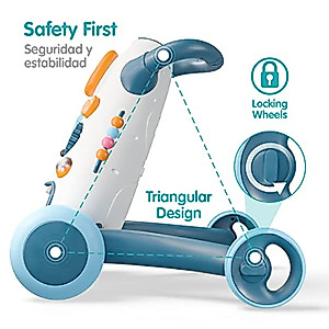 KÜB Interactive Baby Push Walker | Aquamarine | Locking Wheels | Safe & Stable Design | Activity Walker | Baby Walker Toy | Toddler Push Toy | Learning Walker Toy | Infant Toys
