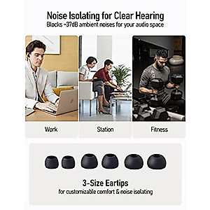 Audiovance Vibes 201ML Wired Earbuds in Ear Headphones with Mic, Lightning to 3.5mm Adapter & Braided Cord, Noise Isolating Bass Driven Earphones, Carry Case, Ear Buds Tips, 3.5mm Jack (Clear Brown)