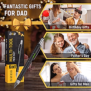 BIIB Gifts for Men, Multitool Pen Dad Gifts for Men, Birthday Gifts for Men, Cool Stuff Tools Gadgets for Men, Mens Gifts for Boyfriend, Husband, Grandpa, Him, Gifts for Men Who Have Everything