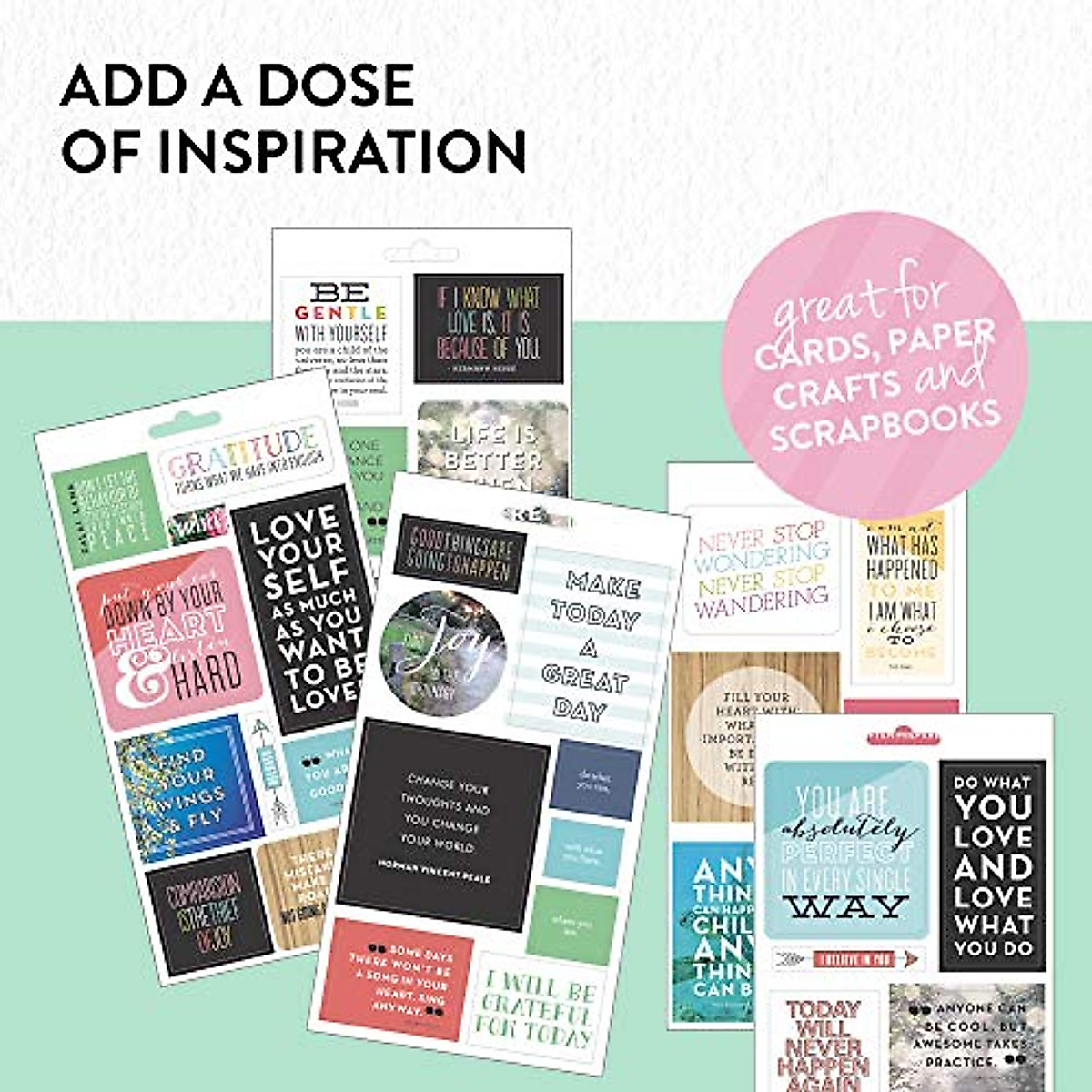 Me & My Big Ideas PPS-37 Pocket Pages Stickers 6 Sheets/Pkg-Love Yourself