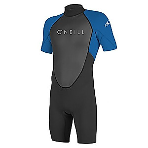 O'Neill Men's Reactor-2 2mm Back Zip, Short Sleeve Spring Wetsuit, Black/Ocean, Large Tall
