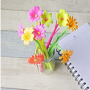 Gathere 30 Pcs Multicolors Novelty Cute Flower Ballpoint Writing Gel Pen Set Silicone Creative Ink Pens for Office School (0.5mm, black)