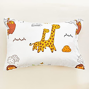 Flysheep 4 Piece White Toddler Bedding Set for Baby Girls and Boys, Cute Animals Printed - Includes Quilted Comforter, Flat Sheet, Fitted Sheet & Pillow Case, Soft Microfiber