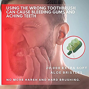 Extra Soft Toothbrush for Sensitive Gums and Teeth. Micro Nano Toothbrushes with 20,000 Ultra Soft Aloe Infused Bristles. Excellent Cleaning Effect (2 Pack) (Aloe Wave Bristle)