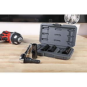 ARES 59010-5-Piece 1/2-inch Drive Lug Nut Flip Socket Set - Includes 17mm, 19mm, 21mm, 22mm Metric Sizes & 3/4-Inch, 13/16-Inch, 7/8-Inch, 15/16-Inch SAE Sizes - Impact Grade Chrome-Moly Steel