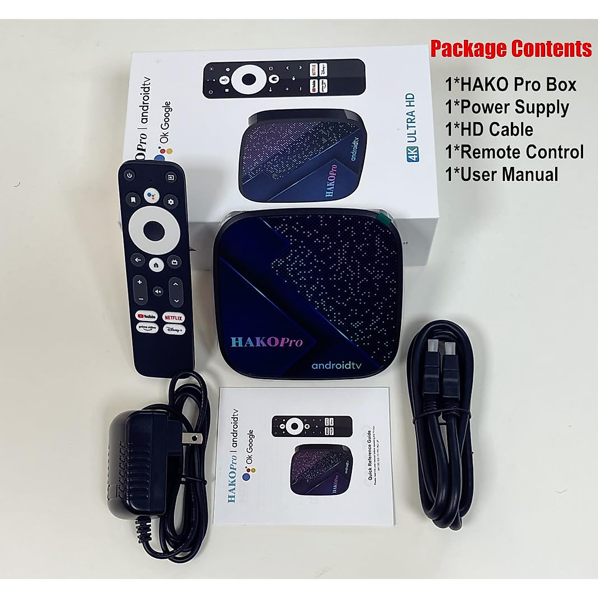 Android TV Box, HAKO Pro 4GB 64GB Android 11.0 Amlogic S905Y4-B 2.4G/5G Dual WiFi BT 5.0, AV1, H.265, VP9, HDR 10+, Supports Netflix, Prime Video 4K HDR Box