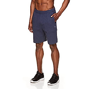 Gaiam Men's French Terry Yoga Shorts - Athletic Gym and Running Sweat Short with Pockets - Synergy Navy Heather, Medium