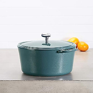 Ayesha Curry Cast Iron Enamel Casserole Dish/ Casserole Pan / Dutch Oven with Lid - 6 Quart, Twilight Teal