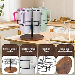 Water Bottle Organizer for Stanley 40 oz Tumbler with Handle, Rotatable Stanley Cup Organizer Holder, Kitchen Organizers and Storage for Stanley Cup 40 oz Stanley Cup Accessories (Black)