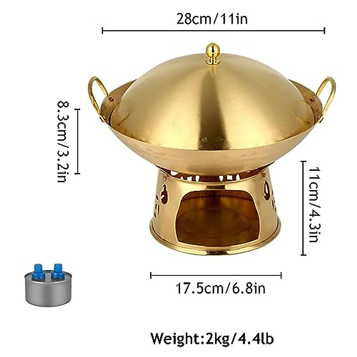 ZGFF Buffet Dry Pot Alcohol Stove, Simple Pure Copper Chafing Dish, Household Small Stew Hot Pot, for Outdoor Picnics Family Dinners