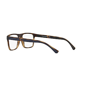 Emporio Armani Men's EA4115 Prescription Eyewear Frames with Two Interchangeable Sun Clip-Ons Rectangular, Matte Havana/Clear/Brown Gradient/Blue Mirrored, 54 mm