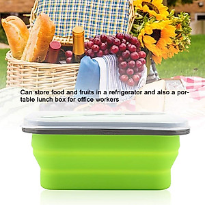 Aramox Lunch Box, 600ml Silicone Collapsible Portable Lunch Box Bowl Folding Food Storage Container Microwave Box (Green)
