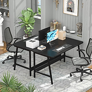 Topfurny Computer Desk, 39 Inch Small Computer Desk Study Table for Small Spaces, Modern Simple Writing Desk with Round Desk Corner Edge for Home Office, School, Bedroom, Workstation,Black