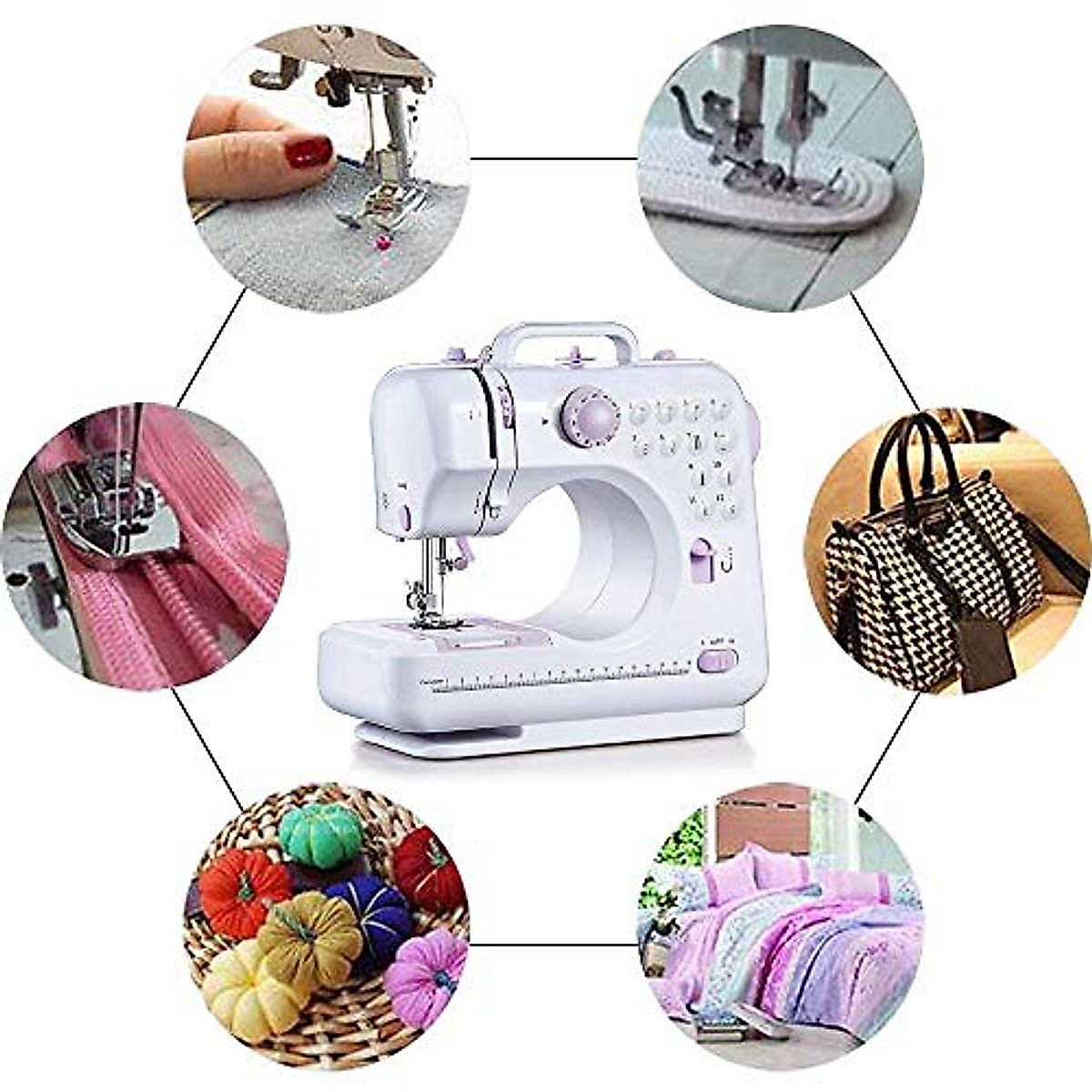 12 Stitch Multi-Function Sewing Machine, Household Sewing Machine, Electric Sewing Machine, Portable Sewing Machine,Double-line Two-speed Reverse Stitch