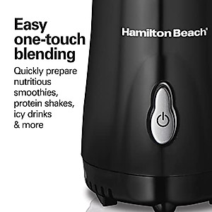 Hamilton Beach Personal Blender for Shakes and Smoothies with 14 Oz Travel Cup and Lid, Black (51101AV)