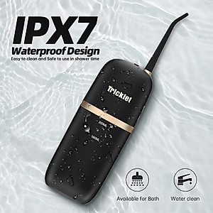 Water Dental Flosser for Teeth, Tricklet Cordless Oral Irrigator with 4 Modes and 3 Gears, IPX7 Waterproof, Portable USB Rechargeable Water Dental Picks for Home and Travel Black