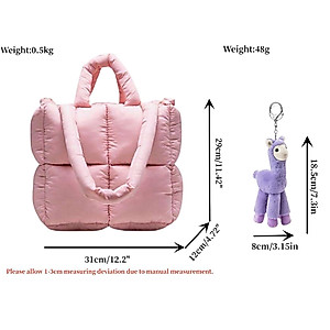 Women Space Cotton Purse and Handbag Casual Ladies Shoulder Bags Fashion Puffy Tote bag (pink)