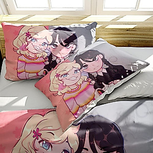 AKARDO Wednesday TV Girl Duvet Covers Soft Microfiber Washed Duvet Cover Set 3 Pieces with Zipper Closure,Beding Set (02,Queen (90"x90"))