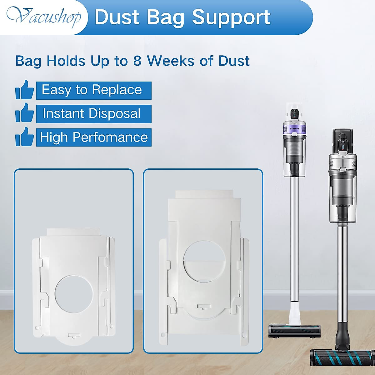 VACUSHOP Dust Bags Replacement for Samsung VCA-ADB90 70+ 75+ 90 Series Cordless Stick Vacuum Accessories Parts 6pcs