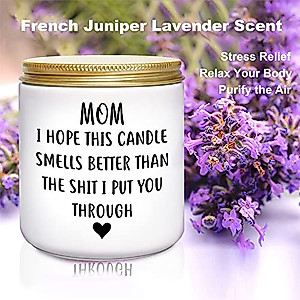 Mothers Day Gifts for Moms from Daughter Son 7oz Lavender Scented Candles Happy Birthday Gifts for Mom Funny Soy Eco-Friendly Long Lasting Handmade Natural Soy Max Candle Christmas Presents for Mom