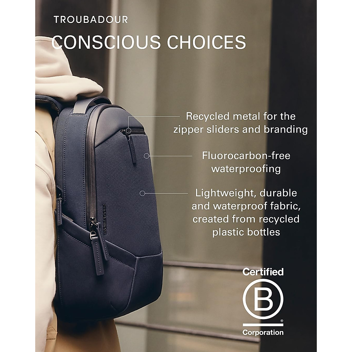 Troubadour Apex 17" Laptop Backpack - Waterproof, Lightweight, Spacious - Made From Recycled Materials