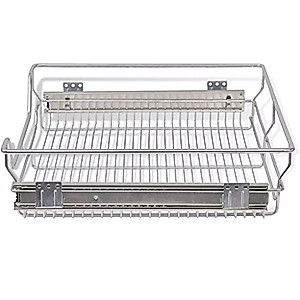 Festnight Pack of 2 Pull-Out Wire Storage Baskets Rack Sliding Steel Cabinet Slides Under Shelves Sliding Organizer for Kitchen Pantry Bathroom Cupboard Suitable for 23.6" Wide Cabinet