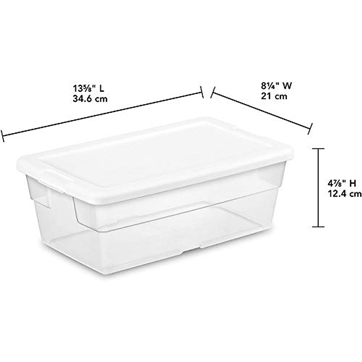 STERILITE 16428012 6 Quart/5.7 Liter Storage Box, White Lid with Clear Base (Pack of 6)