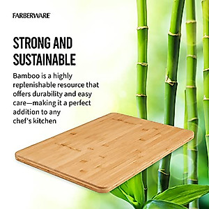 Farberware Extra-Large Wood Cutting Board, Reversible Chopping Board for Kitchen Meal Prep and Serving, Charcuterie Board, 14-Inch x 20-Inch, Bamboo