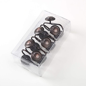 CHICTIE Bronze Shower Curtain Hooks - Oil Rubbed,Set of 12 Circle Decorative Shower Curtain Rings,Metal Rustproof Shower Curtain Hooks for Bathroom(Oil-Rubbed Bronze)