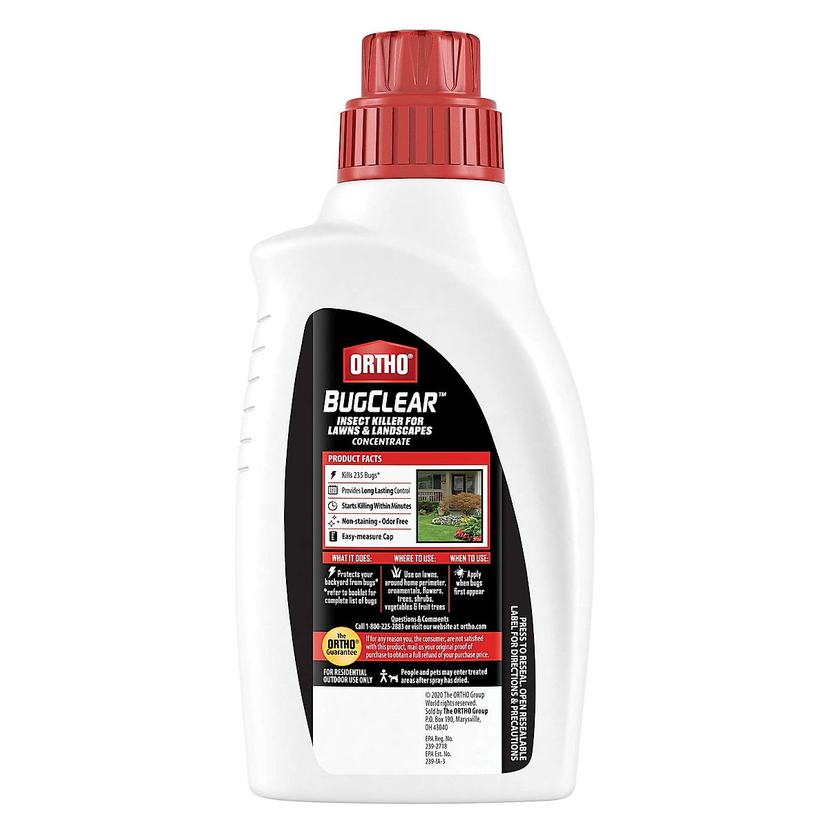 Ortho BugClear Insect Killer for Lawns & Landscapes Concentrate - Kills Periodical Cicadas, Mosquitoes, Ants, Spiders, Fleas, Ticks & More, Outdoor Bug Spray with Long Lasting Control, 32 oz.