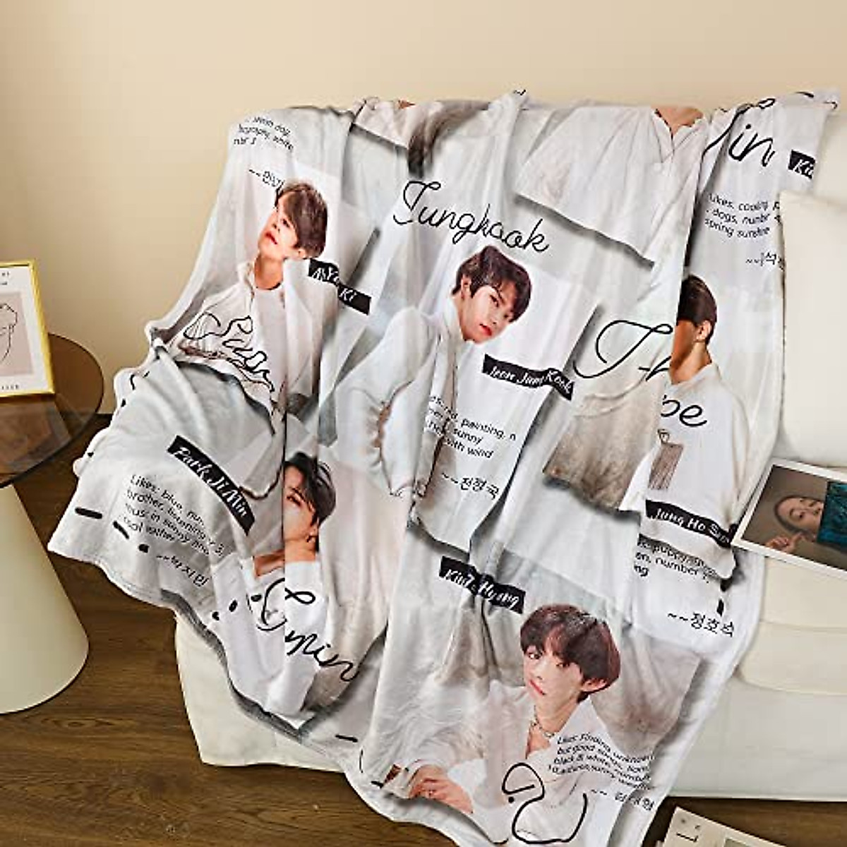 Kujou Sara 21 Cartoon Blanket Bt Throw Air Conditioning J-Hope Jimin Blankets Sofa Army Blankets Flannel Blankets Quilt Blankets for Living Room Bedroom 50"X60"