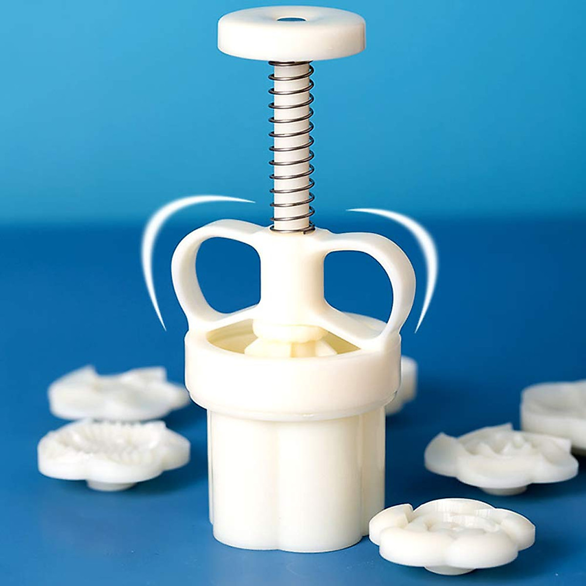 Ylskmu Cookie Stamp 6pcs 50g Moon Cake Mold Set, Thickness Adjustable Mid Autumn Festival DIY Hand Press Cookie Cutter Dessert Pastry Decoration Tool Moon cake Maker