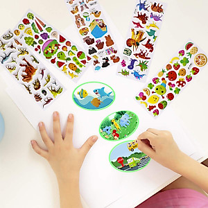 3D Stickers for Kids Toddlers 550+ Vivid Puffy Kids Stickers 24 Different Sheets, Colored 3D Stickers for Boys Girls Teachers, Reward, Craft Scrapbooking