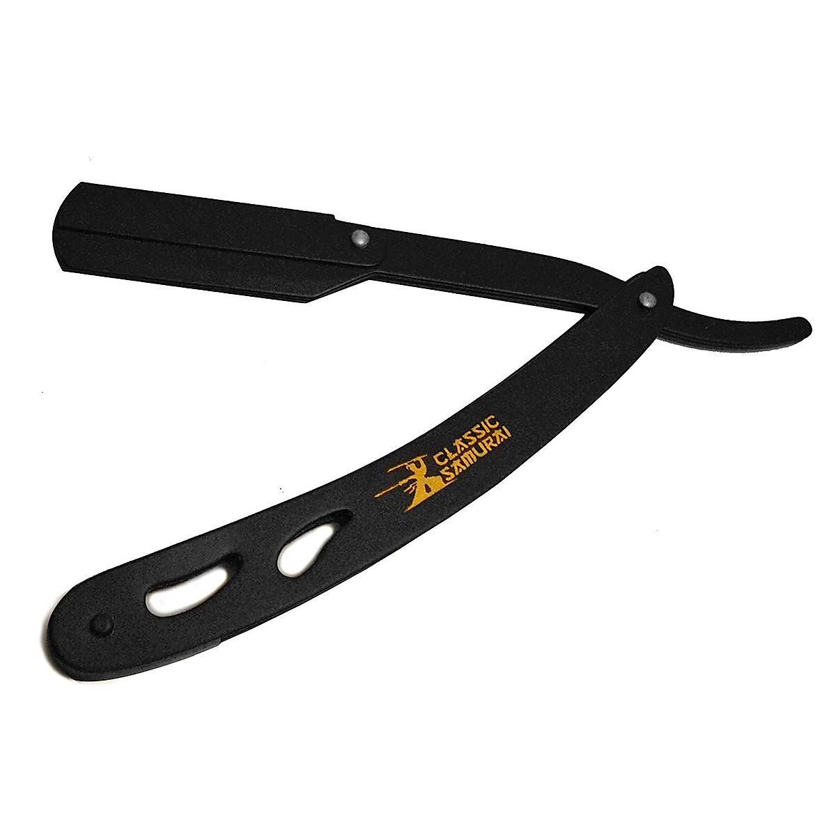 Classic Samurai CS-102 Stainless Steel Professional Barber Straight Edge Shavette Cut Throat Razor (Matte Black + 100 Lord Blades)