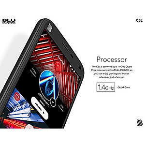 BLU C5L Android Cell Phone 5'' 16GB Memory Factory Unlocked 5.0'' Display -Black