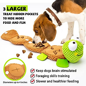 lilfrd Dog Puzzle Toys - Enrichment Treat Dispensing Squeaky Crinkle Snuffle Smart Dog Toy, Dog Toys for Boredom and Stimulating, Durable Plush Toys for Large Medium Small Dog Puppy - Turtle