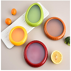 Silicone Fruit Storage Containers, Avocado Tomato Onion Lemon Potato Storage Keeper for Fruit And Vegetable Reusable Silicone Food Saver Fruit Huggers Set Containers For Fridge Keep Fresh