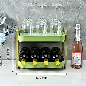 Lille Home Two-Tier Multi-Functional Storage Organizer with Removable Drain Tray, Cup/Mug Holder Shelf, BPA Free (Green)