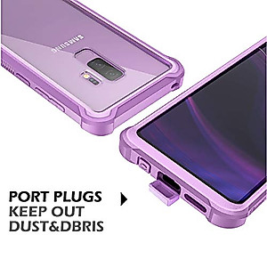 Dexnor Galaxy S9+ Plus Case with Screen Protector Clear Military Grade Rugged 360 Full Body Protective Shockproof Hard Back Cover Defender Heavy Duty Bumper Case for Samsung Galaxy S9 Plus - Purple