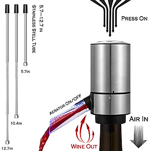Wine Pourer,VENZELL Electric Wine Aerator Pourer, One-Button Smart Wine Decanter with Wine Opener, Automatic Wine Decanter with Vacuum Wine Stopper,Wine Decanter and Dispenser, Pump Aeration Pourer