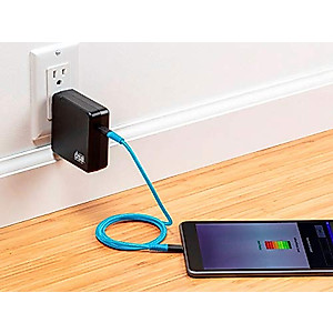 Monoprice Durable USB 2.0 Type-C Charge and Sync Kevlar Reinforced Nylon-Braid Cable - 3 Feet - Blue | 5A/100W, Aluminum Connectors - AtlasFlex Series