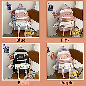 Mfikaryi kawaii Girls Backpack with Cute,Aesthetic Backpacks for School Bags,Bookbag with Cute Plush Pendant for Teens